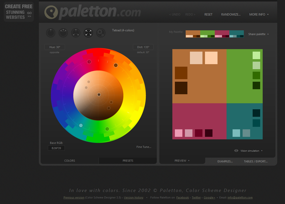 Créez les palettes de couleurs de vos site avec Paletton